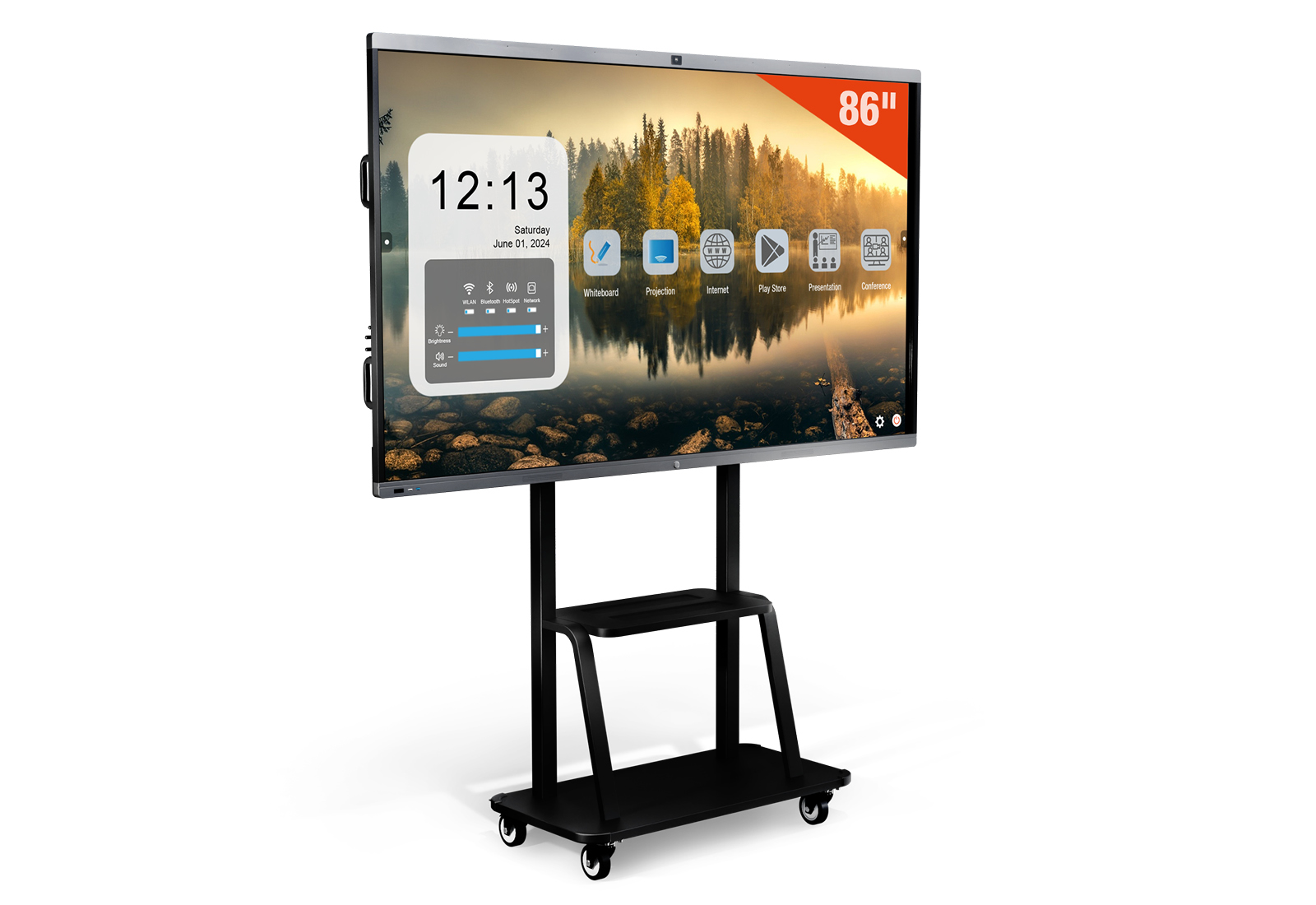 Lavagna interattiva IWBT-86, 86 in touchscreen con carrello, TecMaschin ...