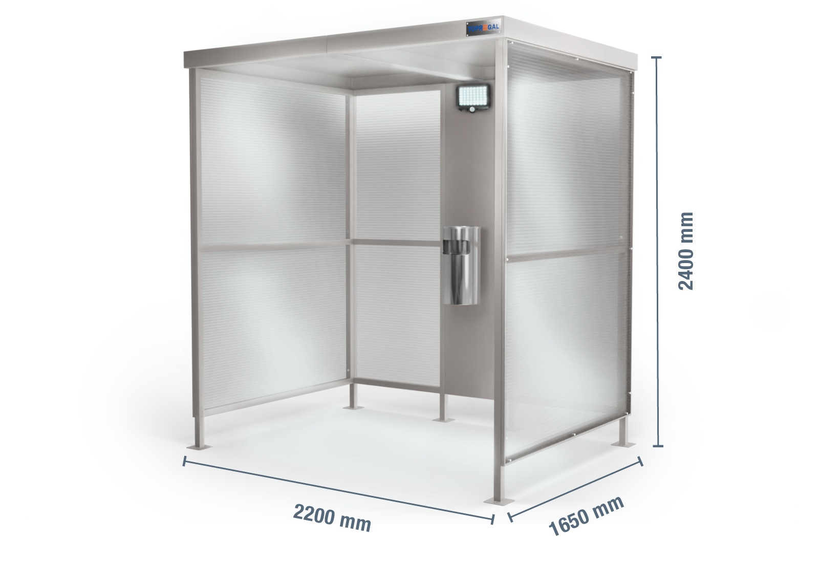 Box fumatori grande US2200/7, 2.200 mm x 1.650 mm x 2.400 mm, incl ...
